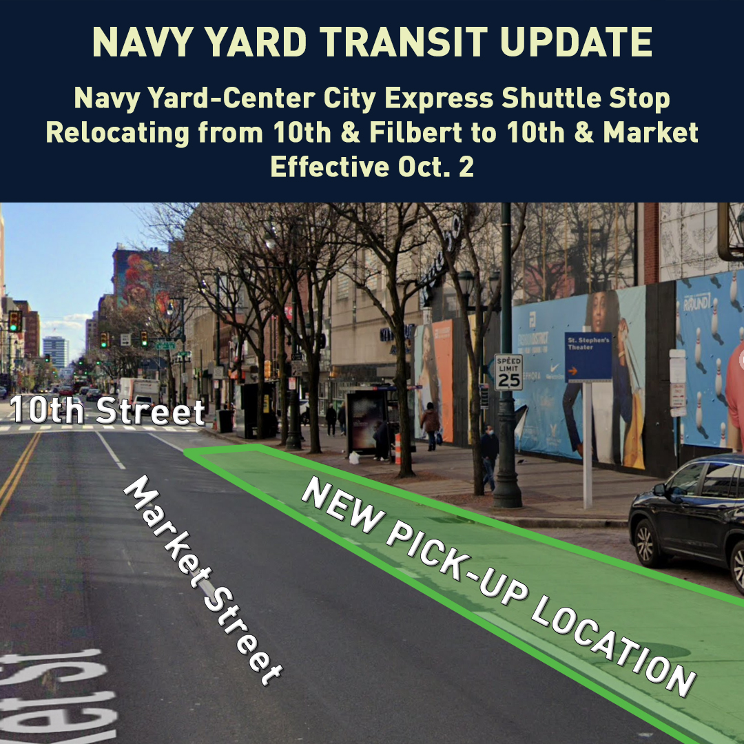 Navy Yard-Center City Express Shuttle Stop Relocation Effective Oct. 2 ...